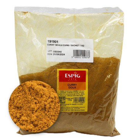 Curry moulu Espig en sachet de 1 kg.